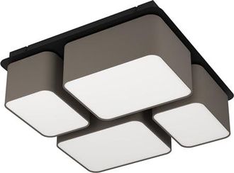 Eglo Deckenlampe Mordazo, 4-flammige Deckenleuchte Stoff, Wohnzimmerlampe Decke aus Textil in anthrazit-braun und Metall in schwarz, indirekte Deckenbeleuc