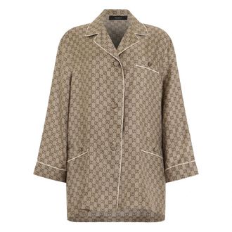 Gucci Hemd aus bedrucktem Seidentwill - - Blouses & Shirts - Damen - Braun - M