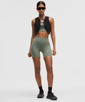 lululemon Fast and Free Shorts mit hohem Bund 5 Taschen f&uuml;r Frauen - 15 cm - Gr&ouml;&szlig;e 16 in Willow Leaf