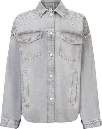 Liu Jo Femme, Vestes, Gris, Taille: 40 FR Giacca in denim strass