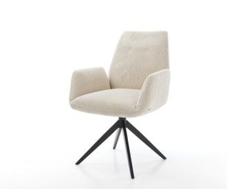 DELIFE Esszimmerstuhl Zoa-Flex Cord Beige Kreuzgestell breit Schwarz Taschenfederkern, Esszimmerst&uuml;hle