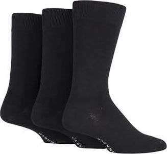 Glenmuir Homme classique bambou plaine Chaussettes Paquet de 3 Noir 41-46