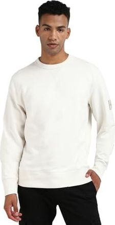 Calvin Klein Sweat Homme Badge Crew Neck Coton, Ivoire (Ivory), XXL