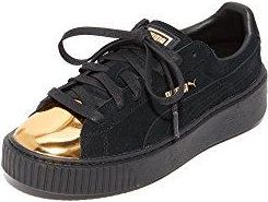 Puma Womens Suede Platform Fashion Sneaker, Gold Black, 8 M US