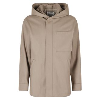 Paolo Pecora Homme, Vestes, Beige, Taille: S Veste &agrave; capuche en laine