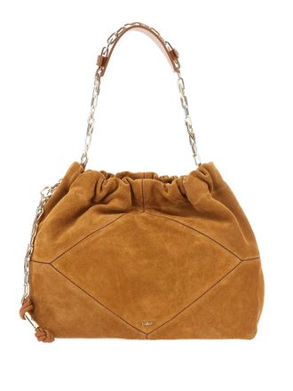BA&SH sac port&eacute; &eacute;paule fronc&eacute; &agrave; bride en cha&icirc;ne - Marron