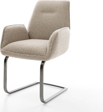 DELIFE Freischwinger Zoa-Flex Boucl&eacute; Schlamm Freischwinger flach Graphit Taschenfederkern, Esszimmerst&uuml;hle