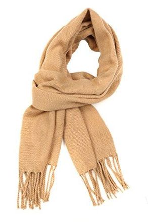 Sakkas 1590 -Booker Toucher Cashmere Foulard dhiver Unisexe Couleur Solide avec Franges - Poil de Chameau - One Size Regular
