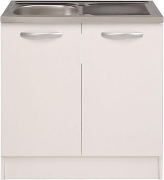 Parisot Spring - Meuble bas de cuisine sous &eacute;vier - 2 portes - L80 x P57,6 x H84,2 cm - Blanc - Parisot