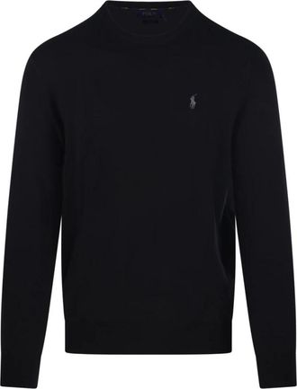 Ralph Lauren Homme, Pulls, Noir, Taille: XL Pull Ras du Cou en Coton Pima
