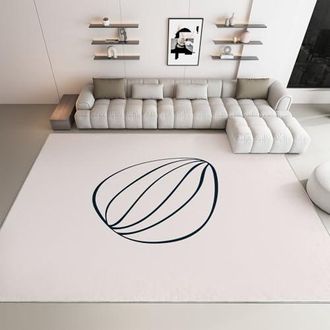 Generic Tapis de Décoration Abstrait Minimal Lignes - Vert Olive Antidérapant Tapis de Salon, 100 x 150 cm Super Doux Cuisine Balcon Moquette Lavable pour Cha