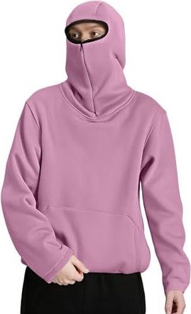 Generic 2026 Nouveau sweat &agrave; capuche solide pour homme Mode ample d&eacute;contract&eacute; unique pull v&ecirc;tements dext&eacute;rieur manteau, rose, XXL