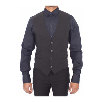 Dolce & Gabbana Schwarze Wolle Formale Kleid Weste Gilet Jacke - - Suits - Herren - Grau - M