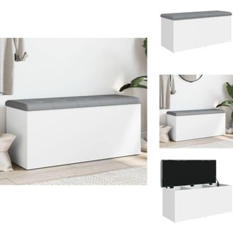 vidaXL Sitzbank mit Stauraum Wei&szlig; 102x42x45 cm Holzwerkstoff - Wohnzimmer M&ouml;bel - Stauraumbank - Beistelltisch - Garderobe - Kommode