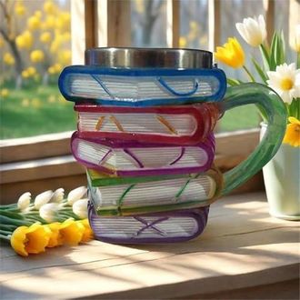 Generic Tasse &agrave; caf&eacute; en forme de livre peint, tasse &agrave; caf&eacute; cr&eacute;ative en 3D en forme de livre peint en 3D, tasses en verre en forme de marque pour les amateurs 