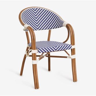 Sklum Sklum - Chaise de jardin empilable en aluminium avec accoudoirs Brielle Bistro Bleu Ken - Blanc Gardenia