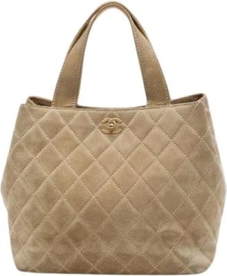 Chanel Sac bandouli&egrave;re matelass&eacute; en daim Pre-owned - Femme - Pre-owned - Beige - Taille: ONE Size