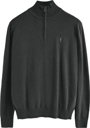Polo Club Pullover dunkelgrau meliert aus Wollgemisch mit halbem Rei&szlig;verschluss und gesticktem Rigby Go-Logo