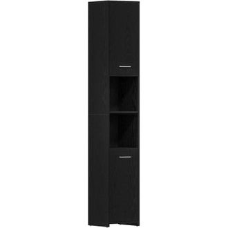 vidaXL Badschrank Schwarz Eichen-Optik 30x30x183,5 cm Holzwerkstoff Vidaxl