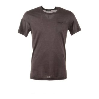 Dolce & Gabbana Homme, Tops, Brun, Taille: L T-Shirt Logo En Coton Col Rond