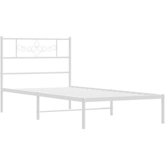 vidaXL Bettgestell mit Kopfteil Metall Wei&szlig; 90x190 cm Vidaxl