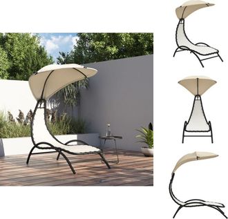 vidaXL Sonnenliege mit Dach Creme 167x80x195 cm Stoff und Stahl - Sonnenliege - Gartenliege - Liege - Outdoor Möbel - Pool Accessoire