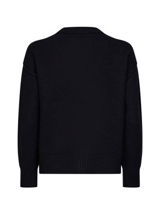 Ami Womens Cardigan Ami De Coeur Black Wool Merino Cardigans Sweater
