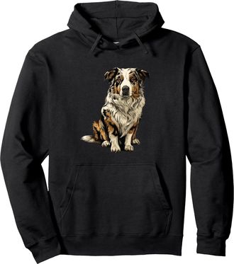 Whyitsme Design Blaue Merle-Abbildung eines dreifarbigen australischen Sch&auml;ferhundes Pullover Hoodie