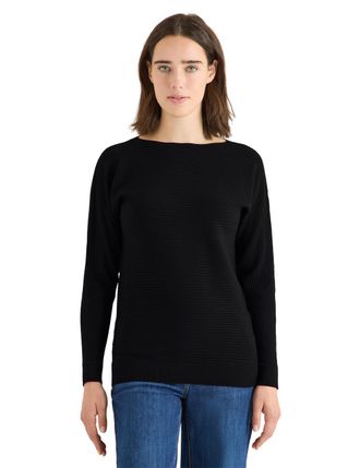Cecil Damen 3017216 Cosy Strukturmix Dolman, Schwarz, L