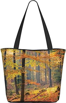 AOOEDM Sac &agrave; provisions pour dames avec des arbres et des feuilles de la for&ecirc;t dautomne 13x11x7in.Le cadeau parfait pour la Saint-Valentin.Cest de la Saint-V