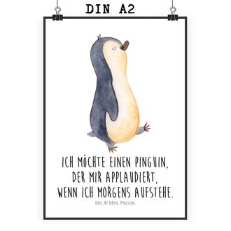 Mr. & Mrs. Panda Bild Pinguin marschieren DIN A2 - Geschenk, Spazieren, drucke, wanddeko, Plakat, Deko, Poster, Aufstehen, Unausgeschlafen, Bruder, Schwester, Familie