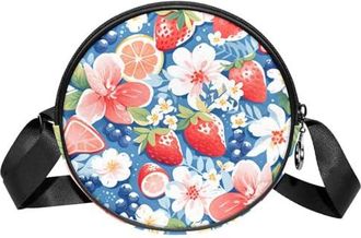 Generic Sac &agrave; bandouli&egrave;re Circle pour femme, petit sac &agrave; bandouli&egrave;re color&eacute; avec fermeture &eacute;clair, bretelles r&eacute;glables, sac &agrave; main rond d&eacute;contract&eacute; pour femme