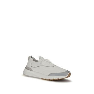Brunello Cucinelli Mens White Cotton Athletic Sneakers