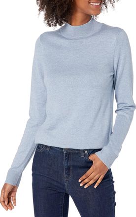 Amazon Essentials Damen Leichter Pullover mit Stehkragen (in Übergröße erhältlich), Indigoblau Meliert, XXL