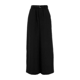 sacai Femme, Pantalons, Noir, Taille: 40 FR Chalk Stripe Pants