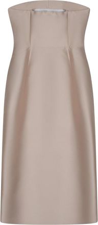 Alberta Ferretti Draped Polyester & Silk Midi Dress - Beige