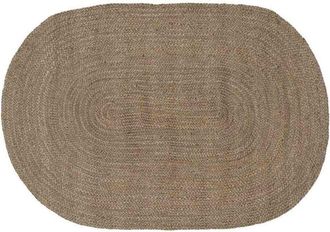 vidaXL vidaXL Tapis de surface ovale Gris 100 x 152 cm Jute