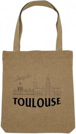Fabulous Sac Shopping Tote Bag Aspect Lin - Toulouse Minimalist Ville France Symbole Capitole - Sac de Courses Toile Epaisse 360g Beige Naturel Cabas Port&eacute; Epa