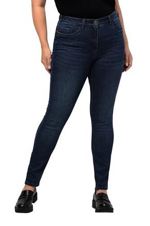 Ulla Popken SkinnyJeans Sarah, schmale 5-Pocket-Form, High Waist Pantalons, Blue Denim, 47W / 32L Femme