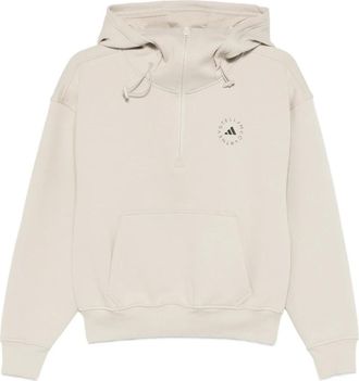 adidas by Stella McCartney Femme, Sweatshirts et sweats &agrave; capuche, Beige, Taille: 40 FR Half-Zip Sweat &agrave; capuche
