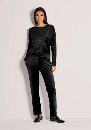 Madeleine Langarmshirt Langarm Animal-Print Pullover Rundhalsshirt mit elastischen B&uuml;ndchen, Animal-Muster