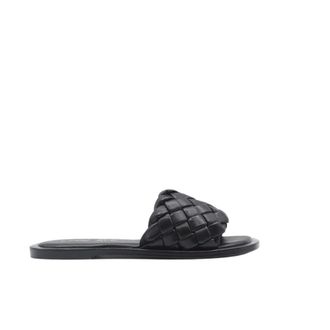 Coral Blue Femme, Chaussures, Noir, Taille: 36 EU Sandales Plates en Cuir Tressé Noir