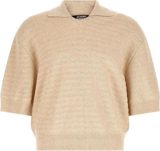 Jacquemus Homme, Tops, Beige, Taille: M Le Polo Maille Chevron