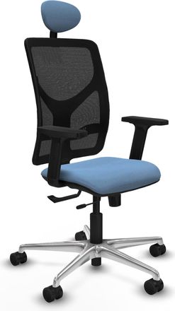 Piqueras y Crespo Einfacher Schreibtischstuhl mit 2D-Armen, h&ouml;henverstellbarer Lendenwirbelst&uuml;tze und festem Kopfteil, ausgestattet mit Syncro/Traslack und Schneidescha