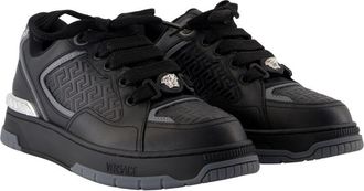 Versace Leather Calfskin Sneakers - Black