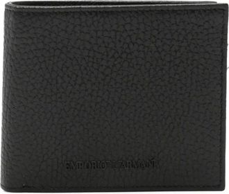 Emporio Armani Homme, Accessoires, Noir, Taille: ONE Size Portefeuille Bifold en Cuir Textur&eacute;