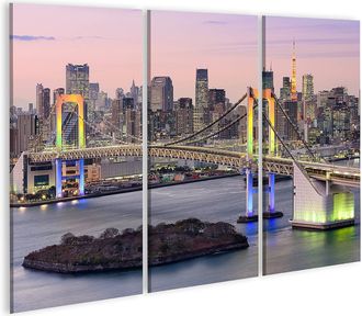 Islandburner Bild auf Leinwand Tokyo Japan Skyline Mit Regenbogenbrücke Und Tokyo Tower Bilder Wandbilder Poster