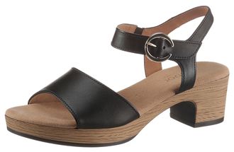 Gabor Sandalette GABOR KRETA, Damen, Gr. 38, schwarz, Kalbsleder, unifarben, Schuhe Sandalette, Blockabsatz, Sommerschuh, Sandale mit Zierschnalle, Weite G 