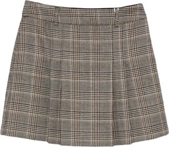 Pennyblack Jupe Courte Pliss&eacute;e &agrave; Carreaux - Femme - Jupes - Beige - Taille: 40 FR