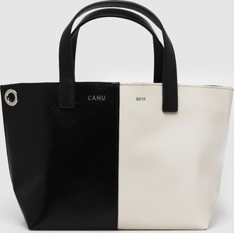 CAHU Cabas Le Buketsu Toile Gris Clair Noir